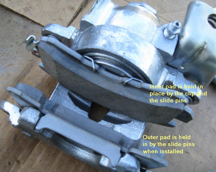 The parking brake calipers are provided with a circular clip that holds ...